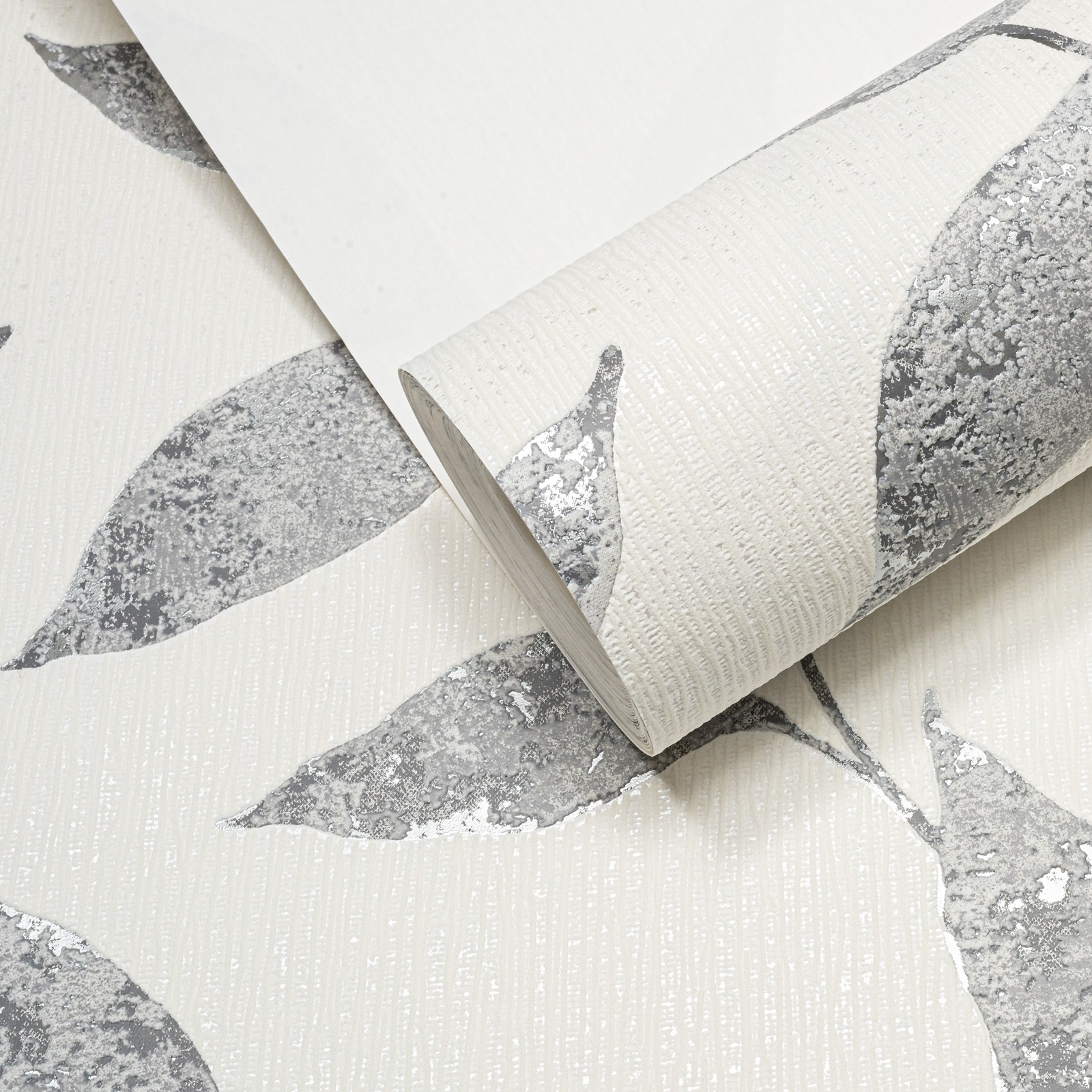 White Silver Metallic Floral Shimmer Textured Wallpaper - Wallpaper Decor